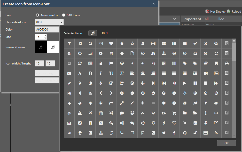 Tool to create PNG Icons from Icon-Font - CaptainCasa Enterprise Client