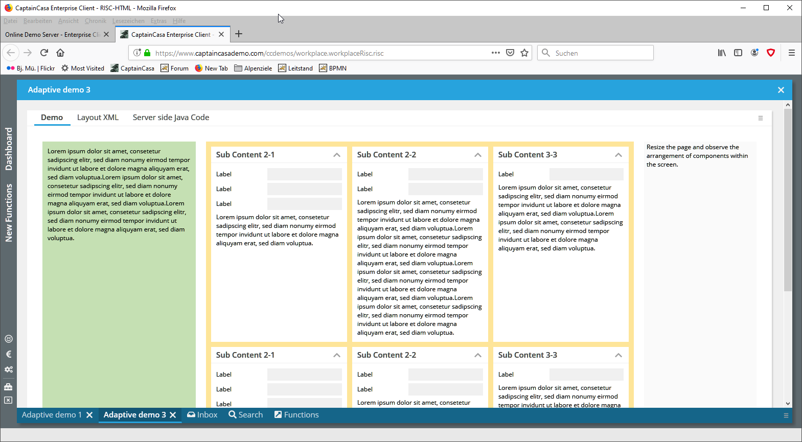 Responsive Layout Demos - CaptainCasa Enterprise Client