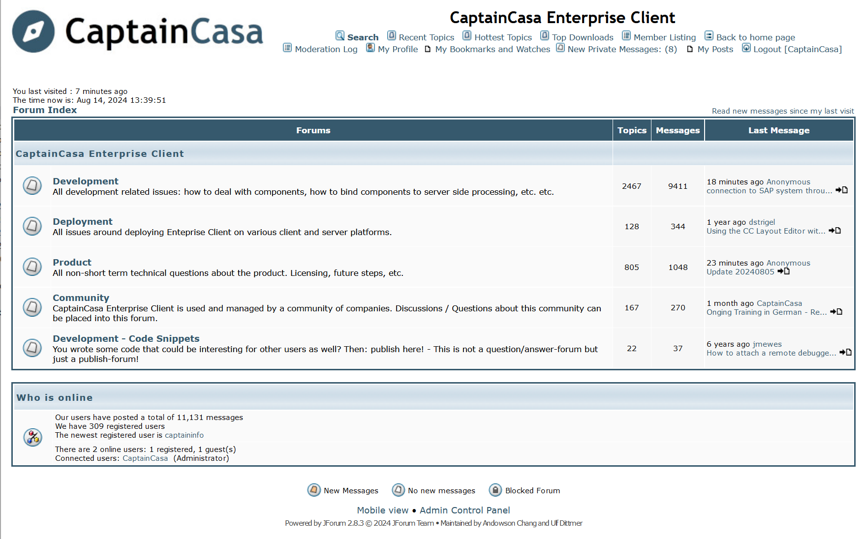 Forum server update - CaptainCasa Enterprise Client